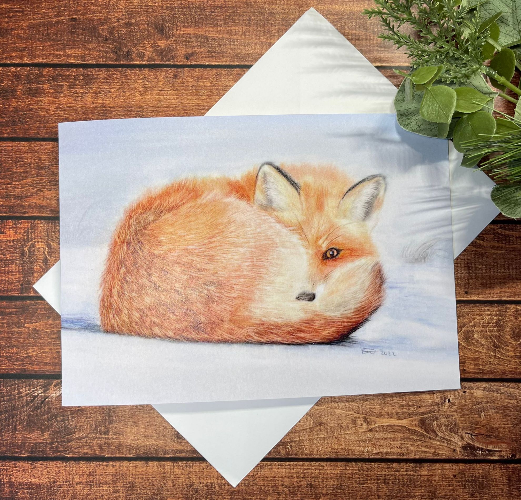 SEWH. Fox Christmas card